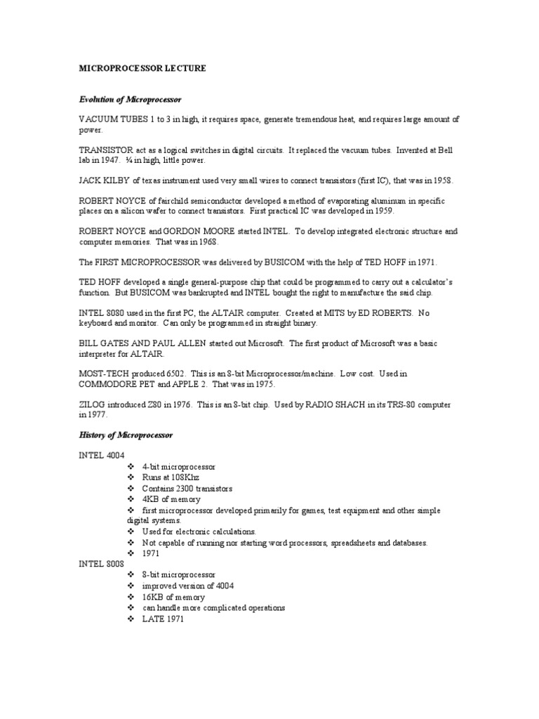 Microprocessor Lecture Pdf Microprocessor Central Processing Unit