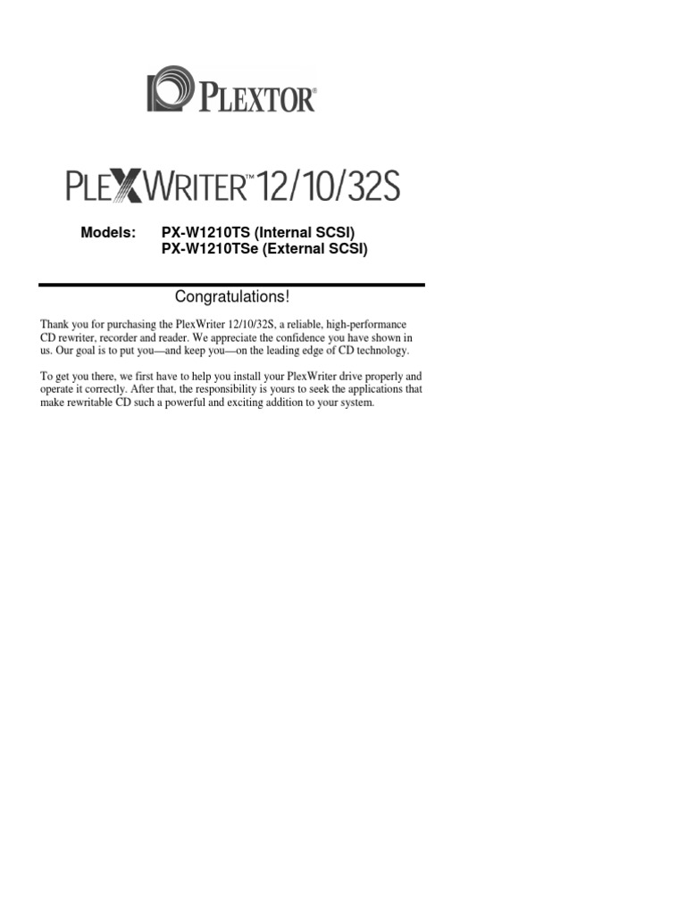 Plextor PX-W1210TSE | PDF | Compact Disc | Device Driver