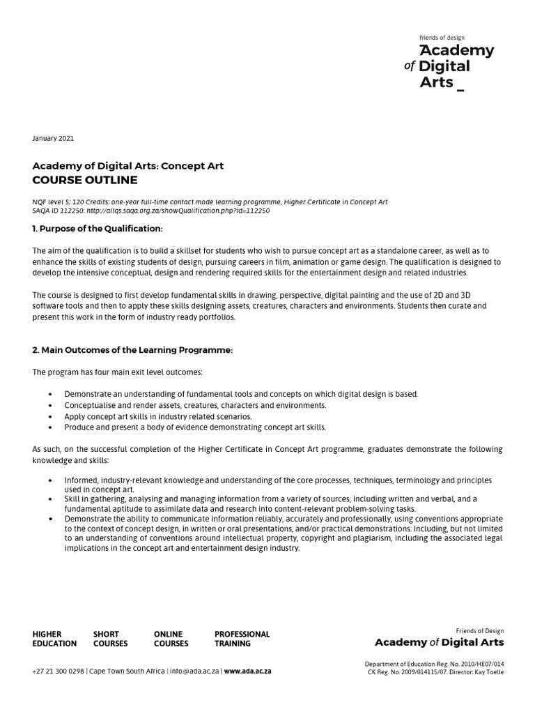 Concept Art Course Outline 2021 | PDF | Educational Assessment