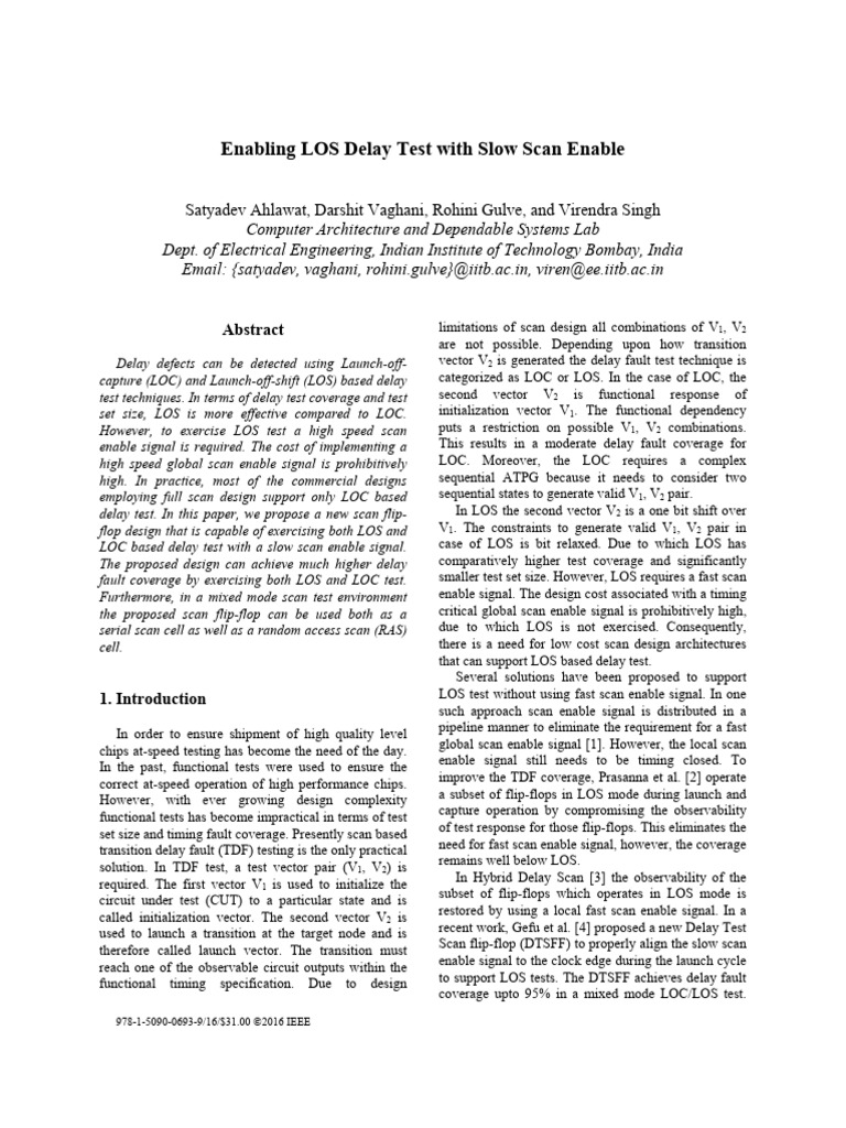 LOS Delay Test with Slow Scan Enable | PDF | Electronic Engineering ...