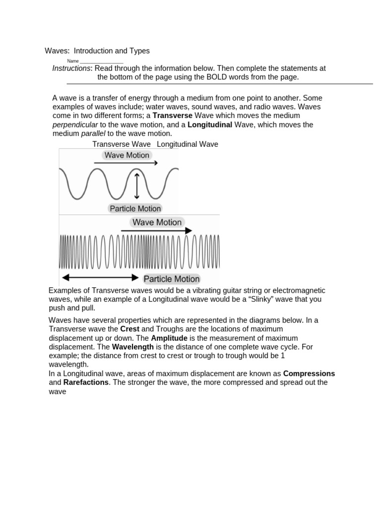 Types and Properties of Waves | PDF | Waves | Frequency