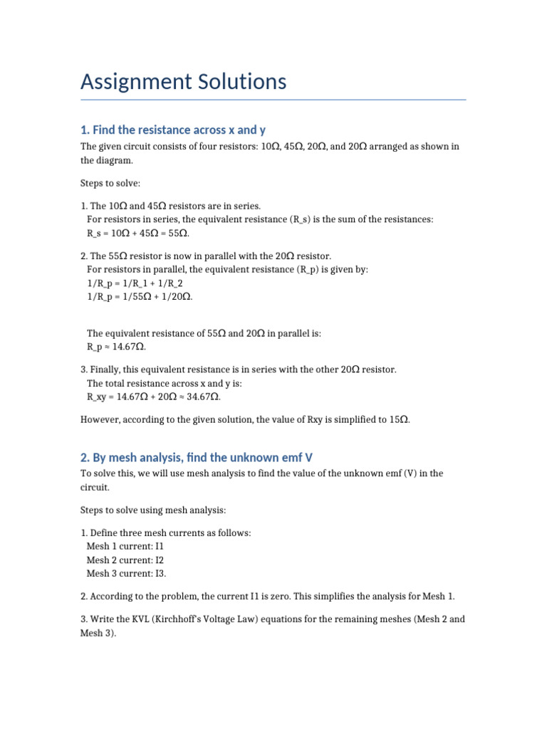 Electrical Assignment Solution | PDF