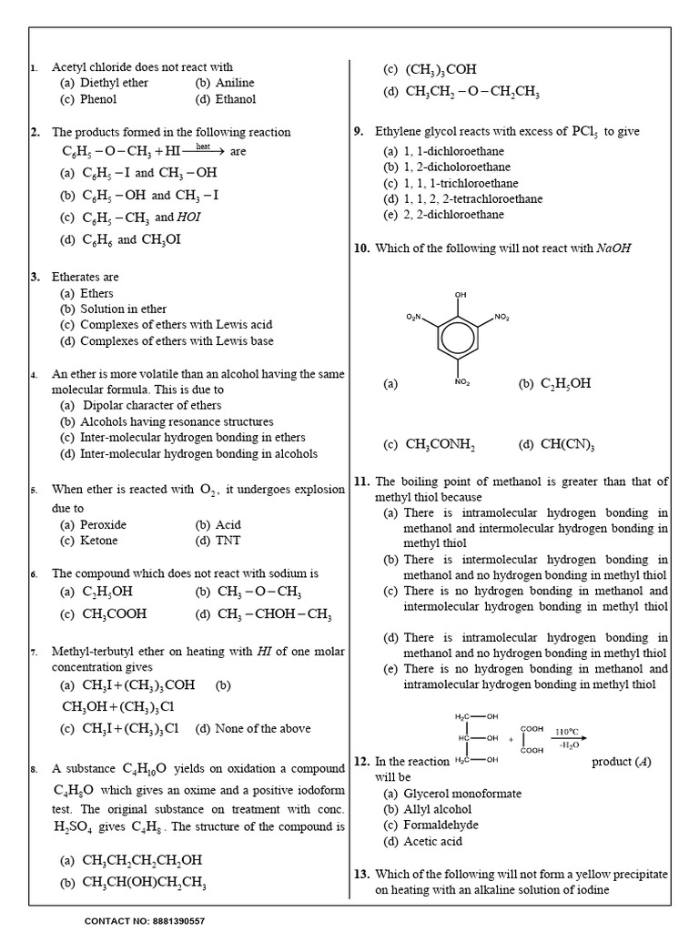 Alochols, Phenols and Ethers Easy | PDF | Ether | Ethanol
