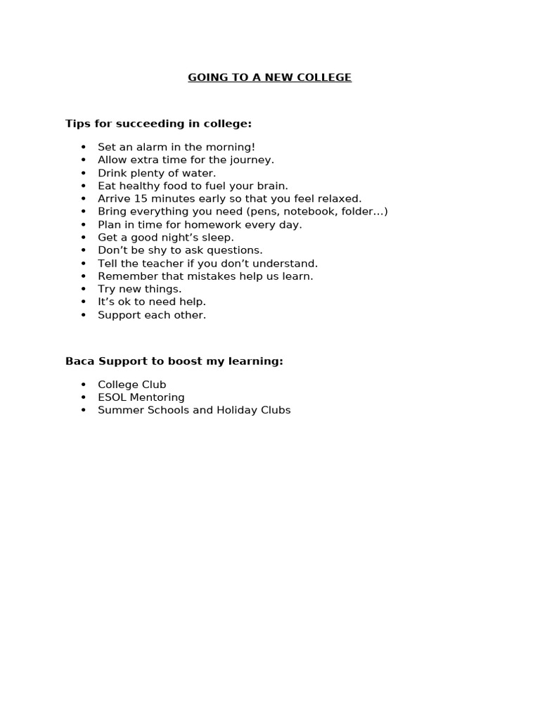 Starting College Tips | PDF