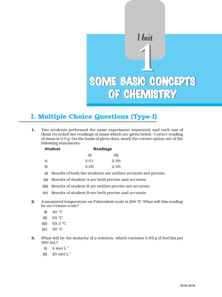 Chemistry Multiple Choice Questions | PDF | Mole (Unit) | Atomic Orbital