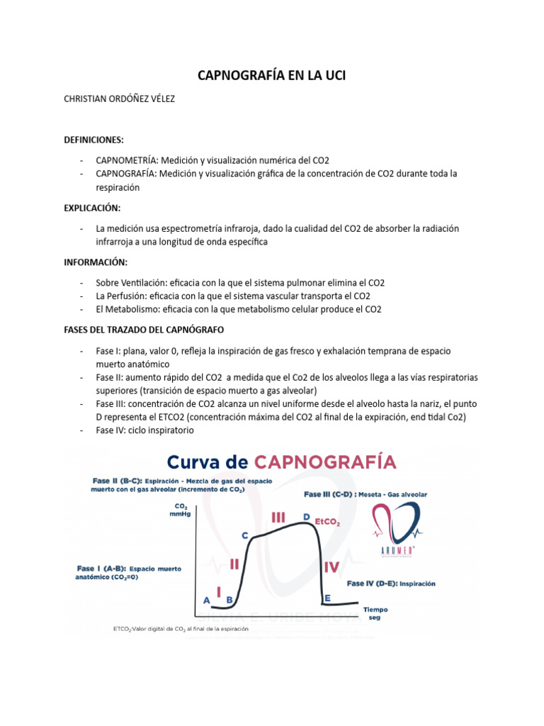 Capnografía en UCI: Medición y Aplicaciones | PDF | Especialidades ...
