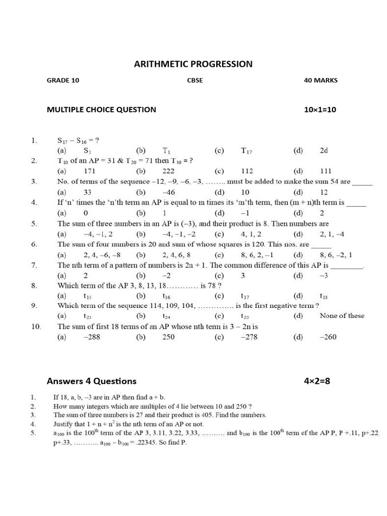 Arithmetic Progression Question | PDF