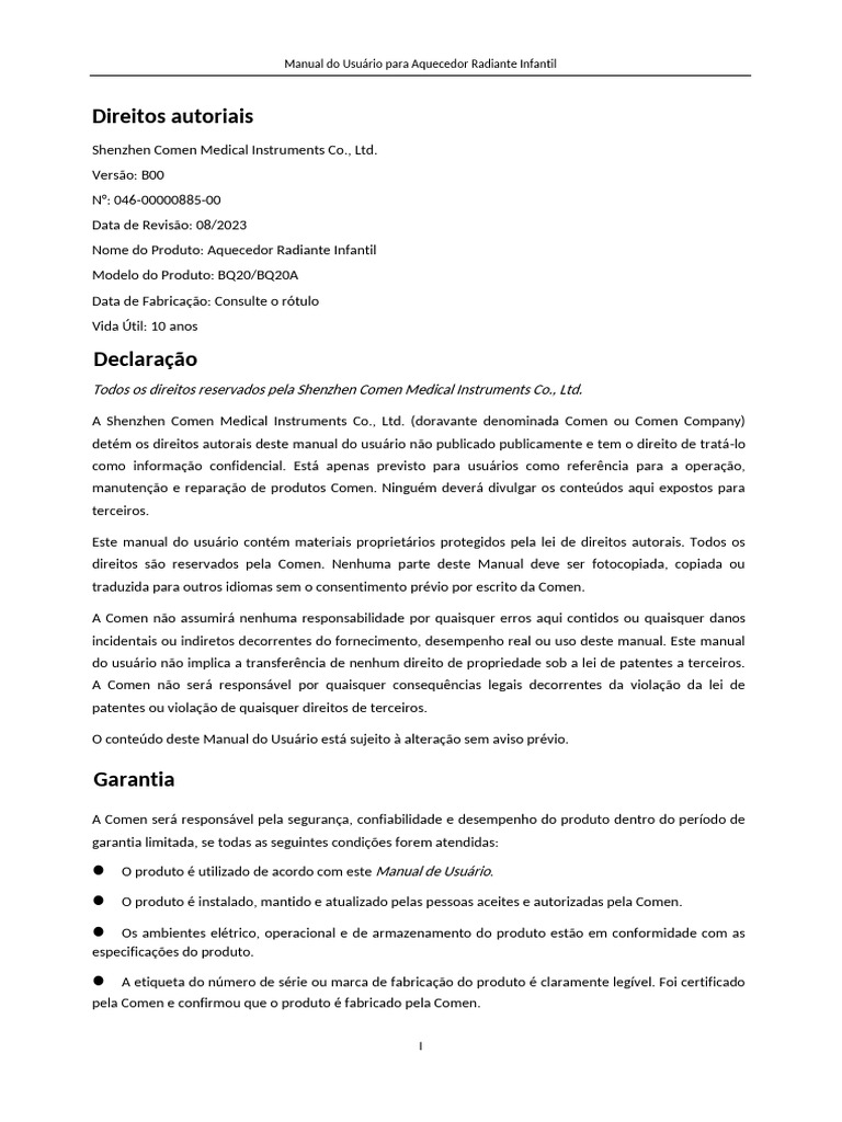 Manual do Aquecedor Radiante Infantil | PDF | Temperatura | Aquecimento ...