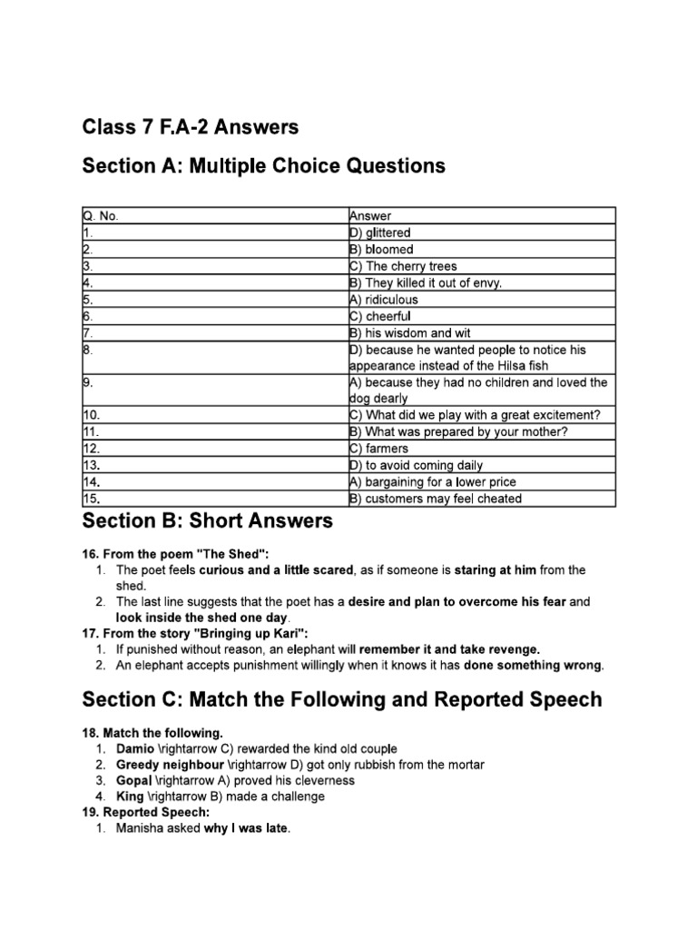 7th Eng Fa2 Key | PDF