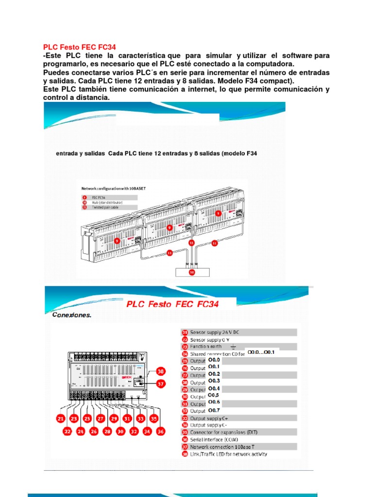 Conexiones y Simulación del PLC Festo FC34 | PDF