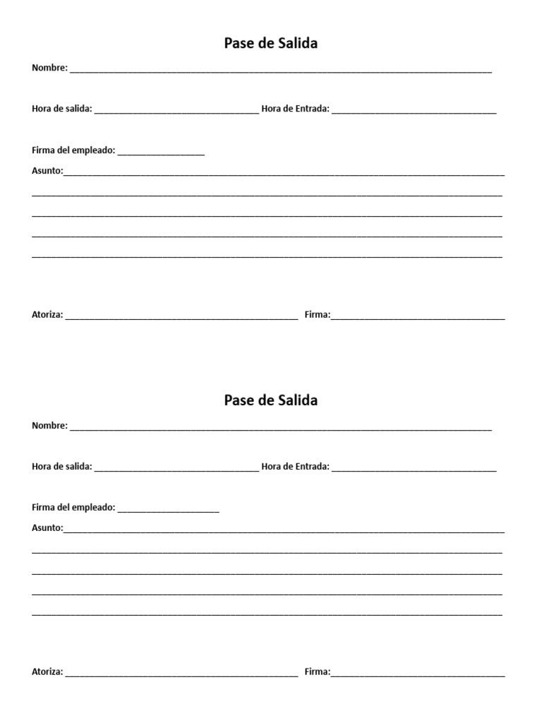Formato de Pase de Salida de Personal | PDF