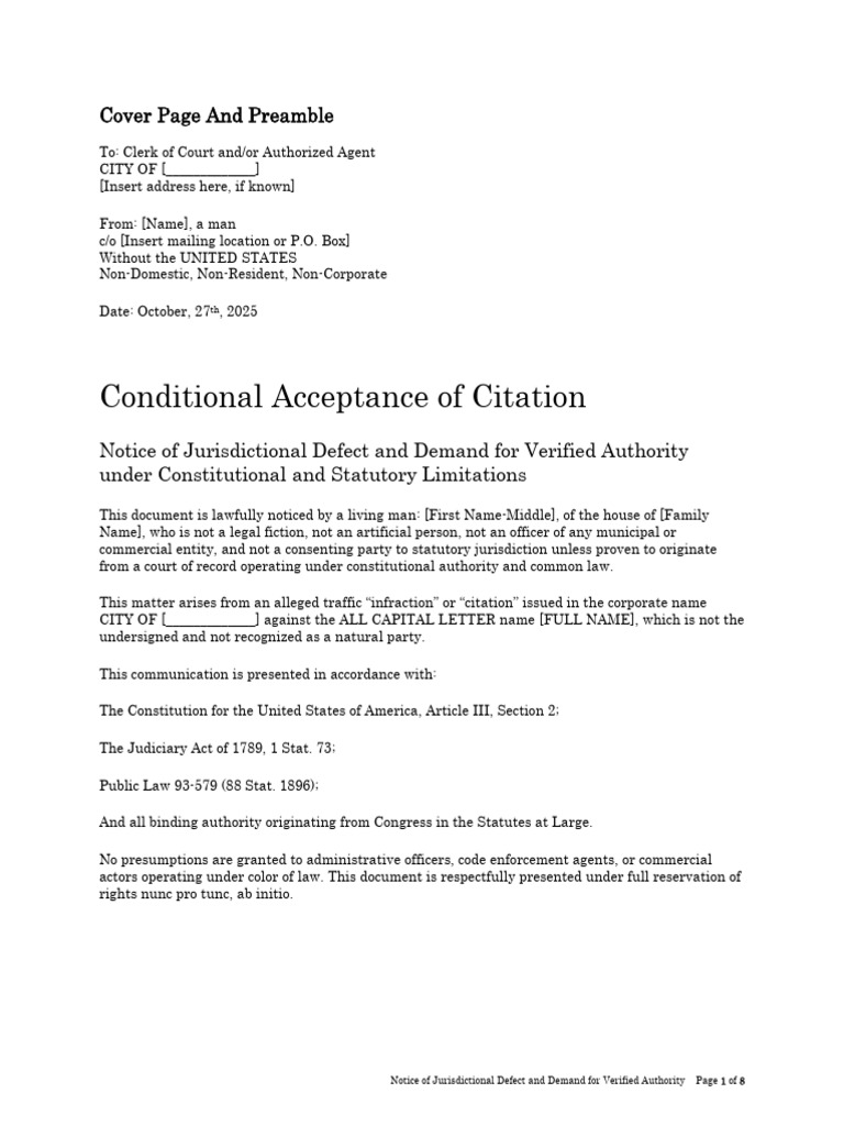 Notice of Trespass, Ultra Vires Enforcement, and Personal Liability of City of - Officers and ...