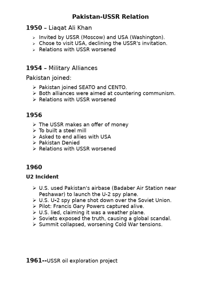 Pakistan USSR Relation | PDF