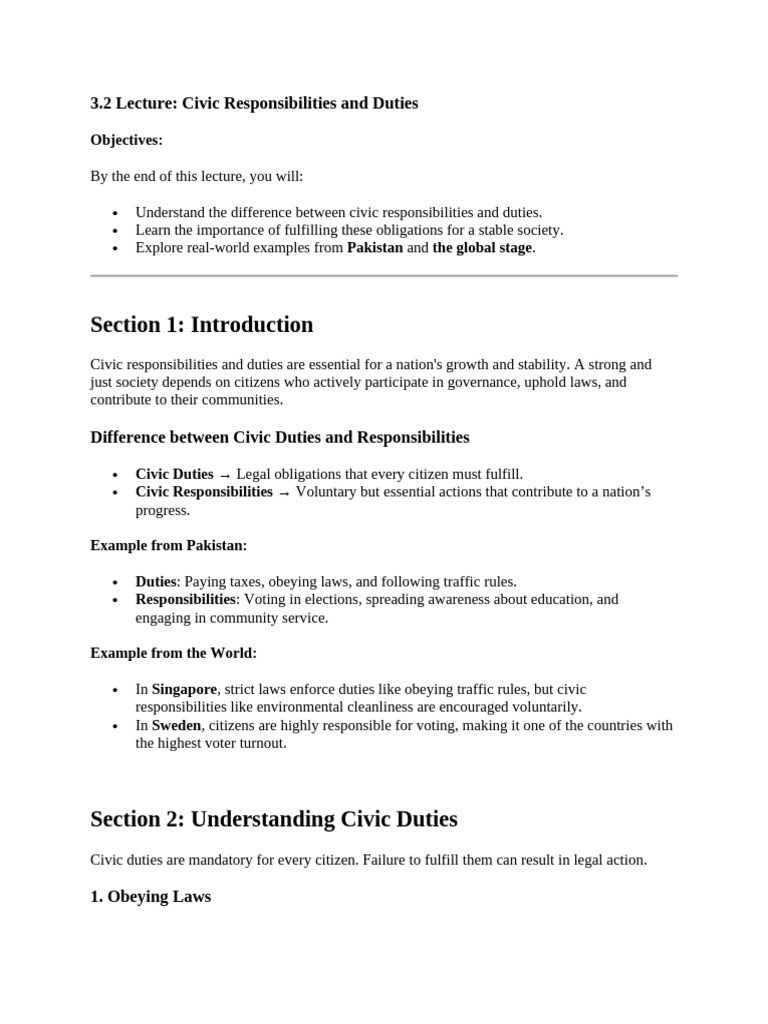 Civic Duties vs. Responsibilities Explained | PDF | Voter Turnout ...