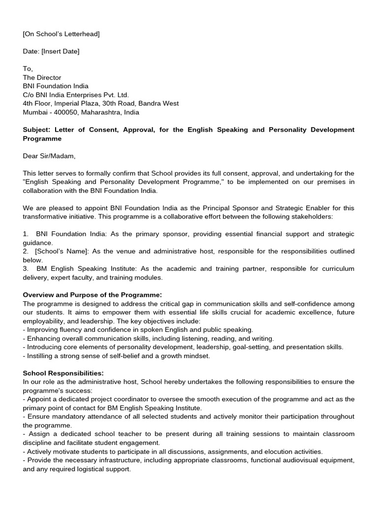 BNI Appointment Letter English Program 2025 | PDF | Learning | Human ...