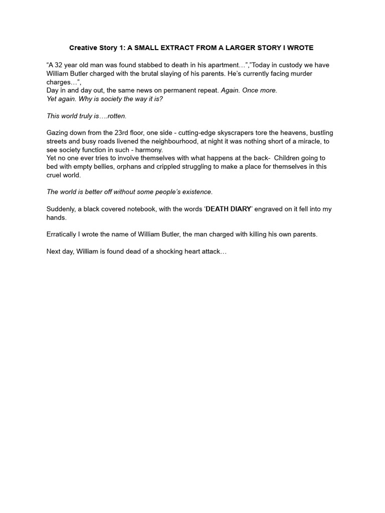 Creative Writing 1 | PDF