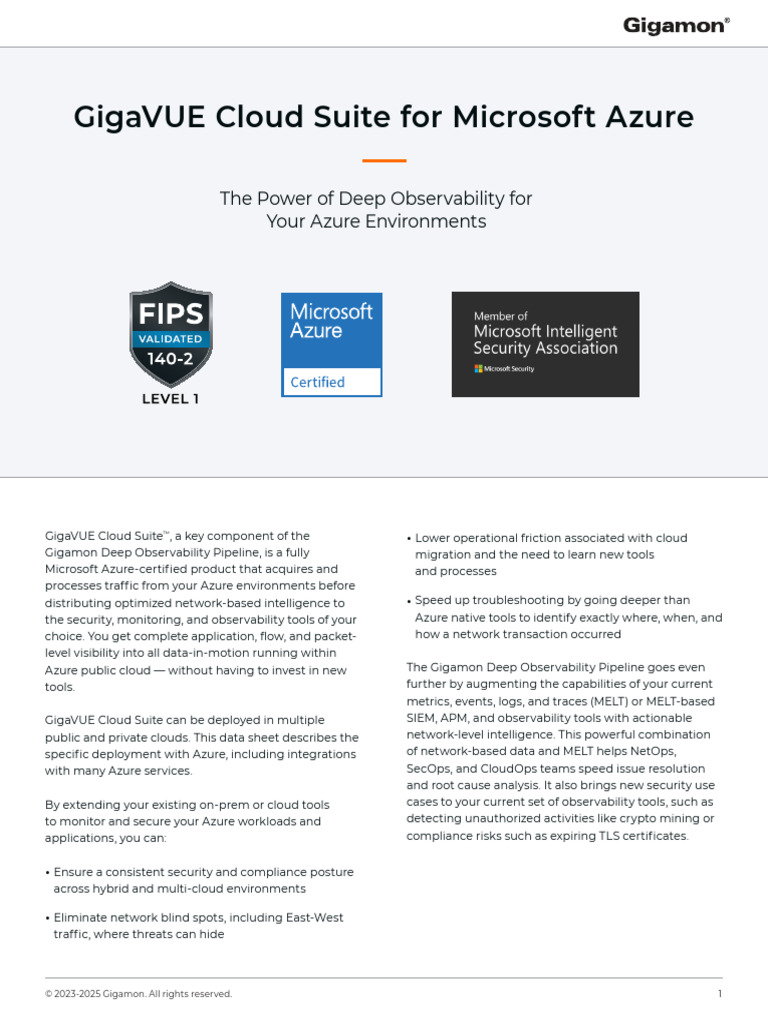 Ds Gigavue Cloud Suite For Azure | PDF | Microsoft Azure | Cloud Computing