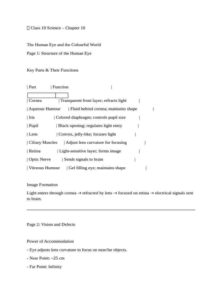 Chapter 10 Important Notes | PDF | Eye | Sunset