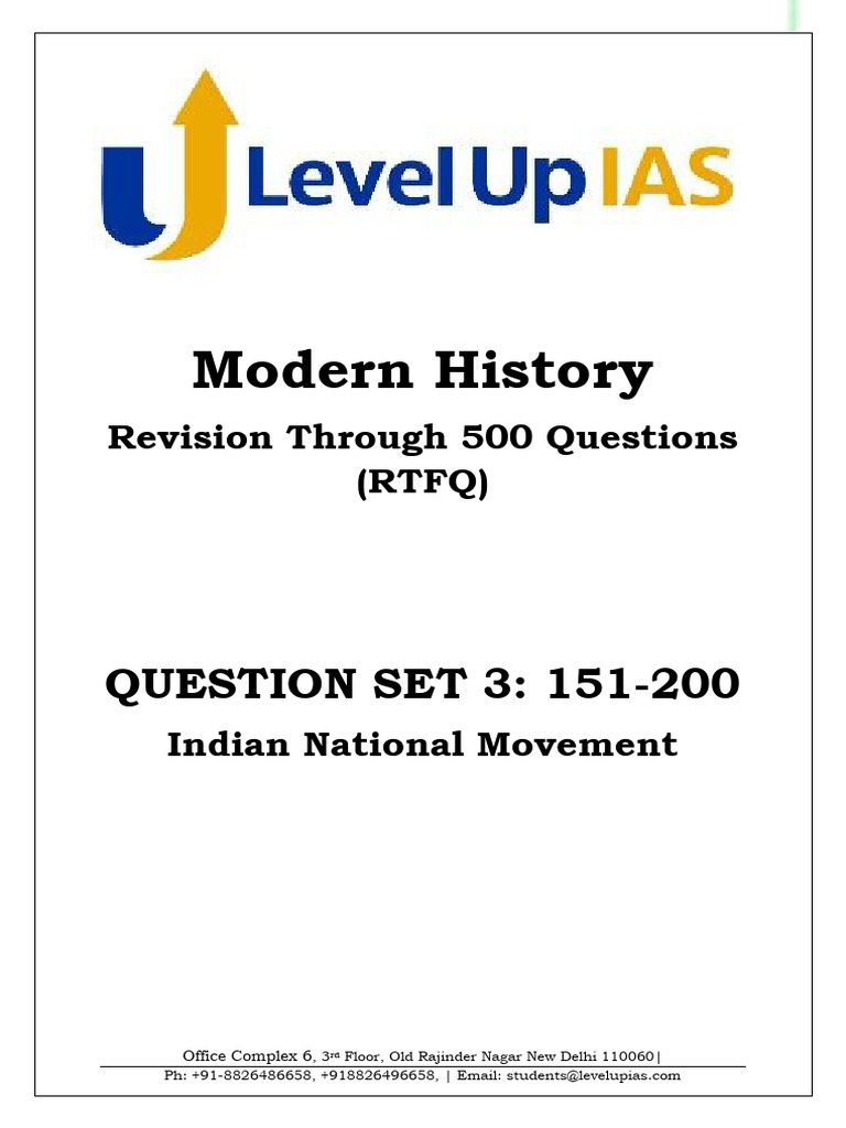 Handout RTFQ Modern History (151 To 200) | PDF | Mahatma Gandhi ...