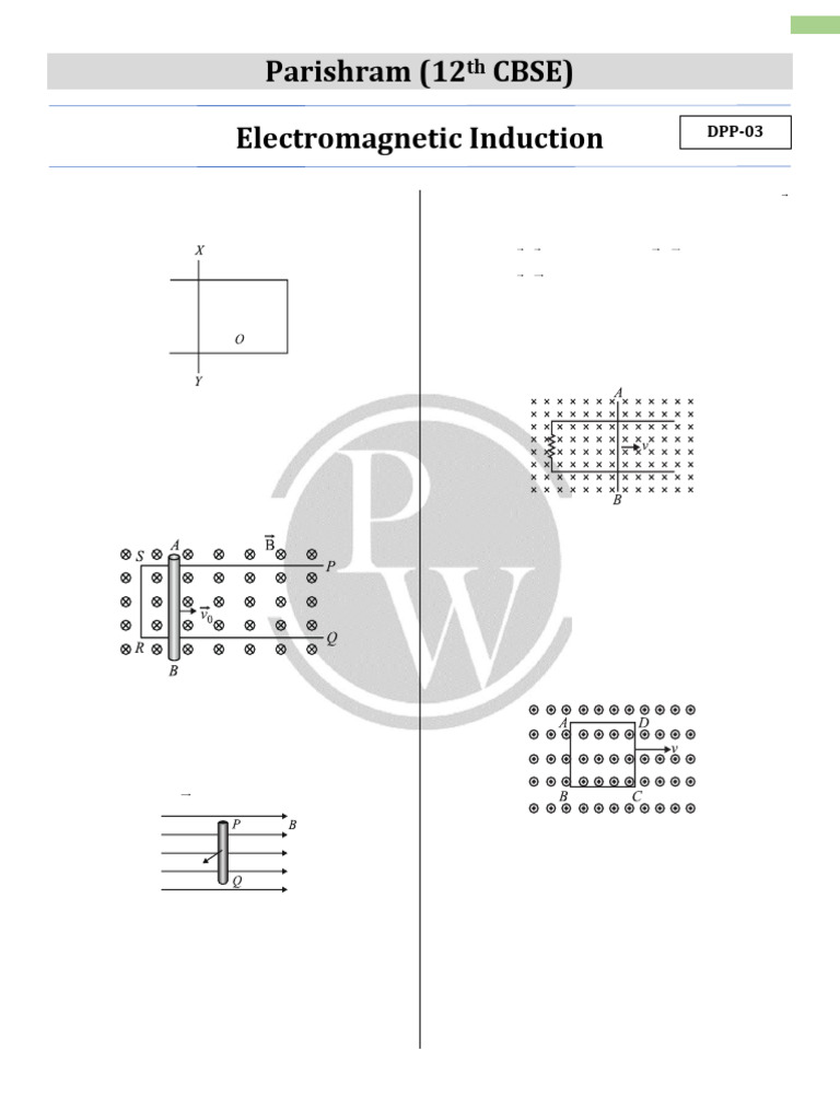 Electromagnetic Induction - DPP 03 - (Parishram 2023) | PDF | Electromagnetic Induction ...