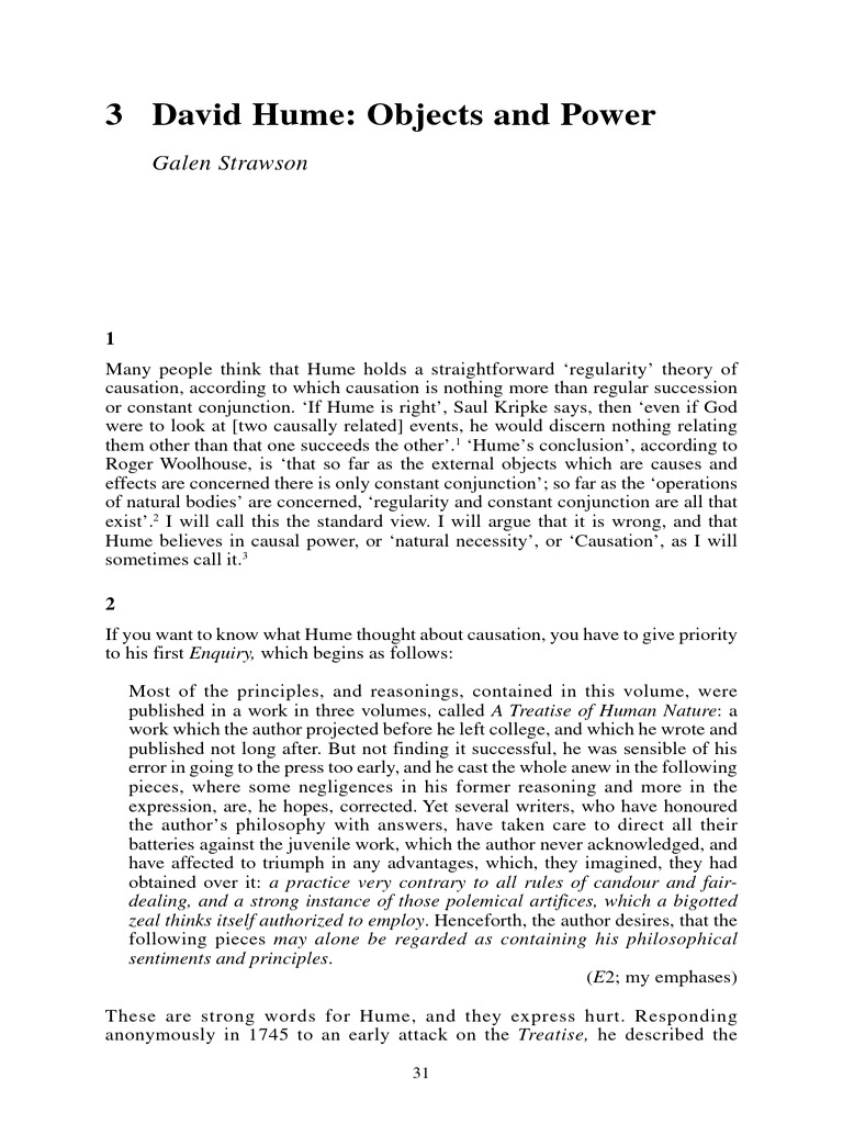 Galen Strawson - Objects and Power | PDF | David Hume | Causality