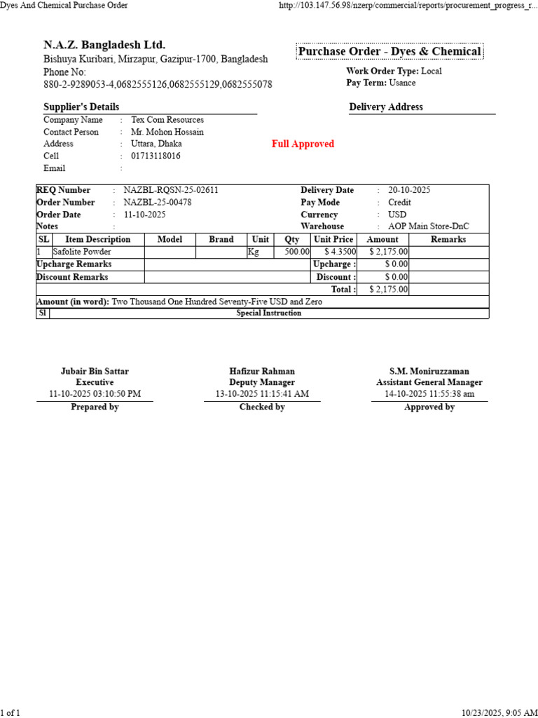 Dyes and Chemical Purchase Order-3 | PDF