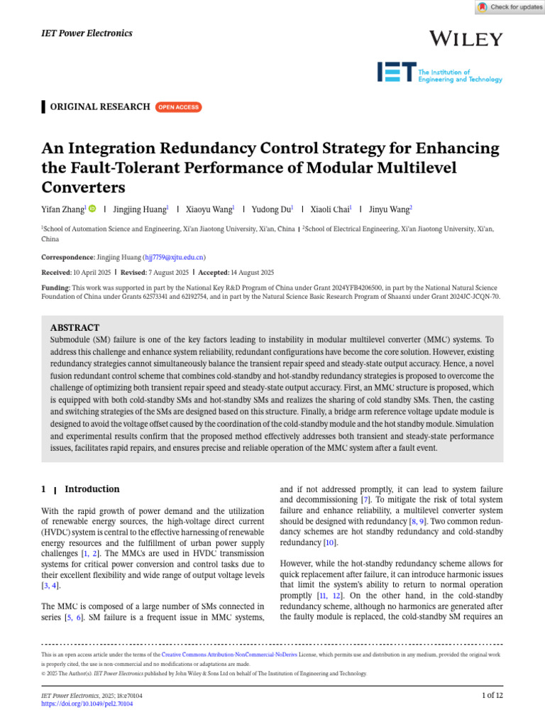 Redundancy Control for Modular Multilevel Converters | PDF | High ...