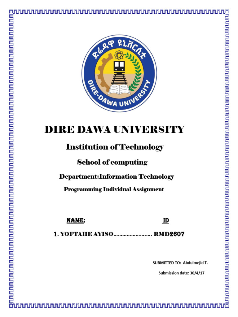 Dire Dawa University: Institution of Technology | PDF