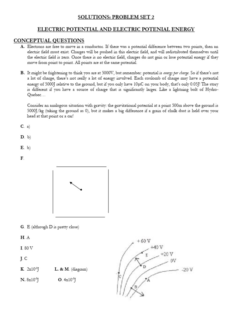 Electric Field - Solution | PDF | Potential Energy | Force