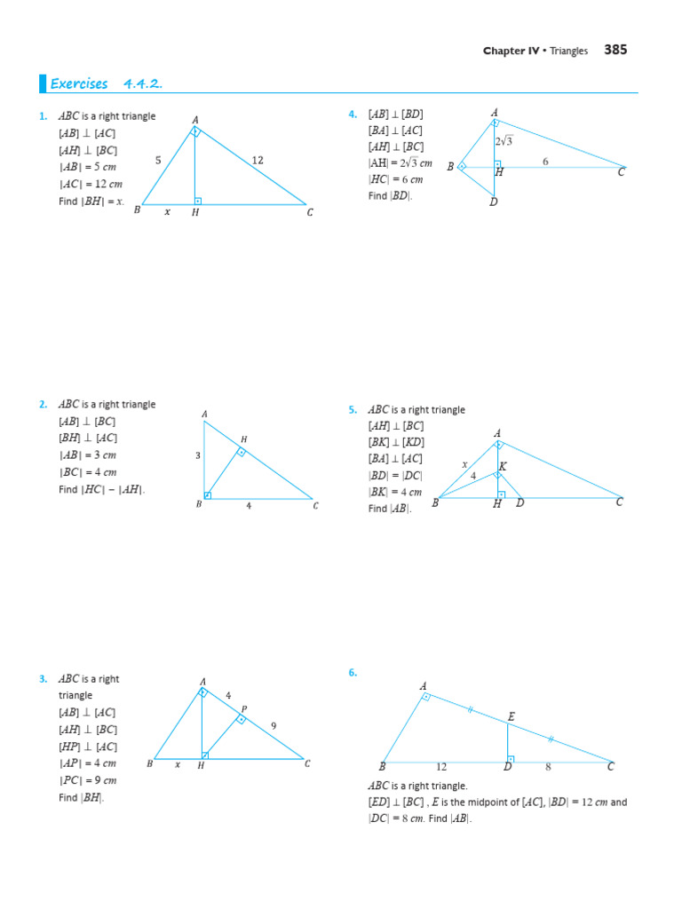 Right Triangle Exercises for Students | PDF | Elementary Geometry ...
