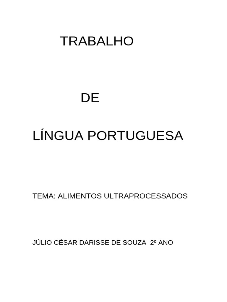 Alimentos Ultraprocessados | PDF