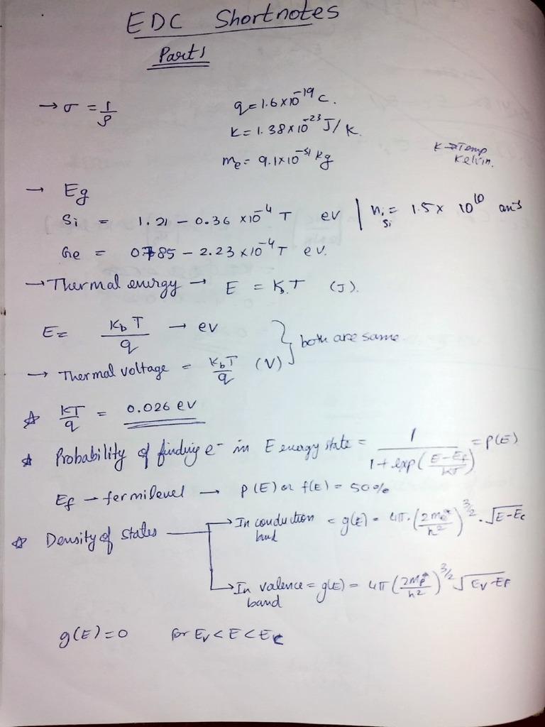 Edc Short Notes | PDF | Semiconductor Devices | Semiconductors