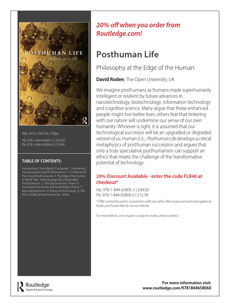 Posthuman Life Philosophy at The Edge of | PDF | Posthuman | Liberal Arts Education