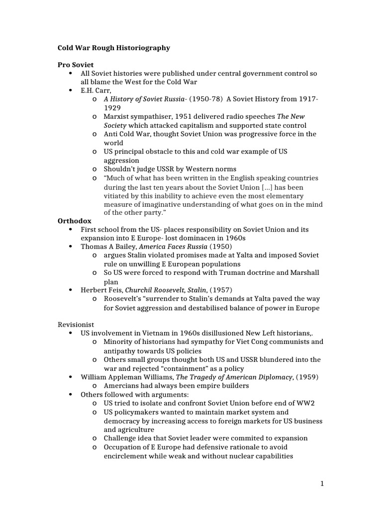 Cold War Historiography Overview | PDF | Cold War | Aftermath Of World ...