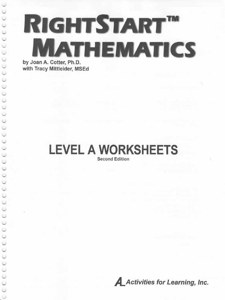 RightStart Mathematics Level A Worksheets Second Edition - Joan A ...