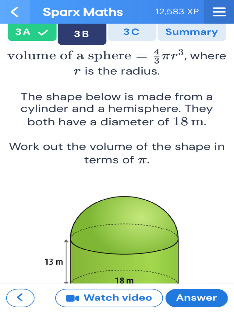 Volume Calculation of Cylinder and Hemisphere | PDF