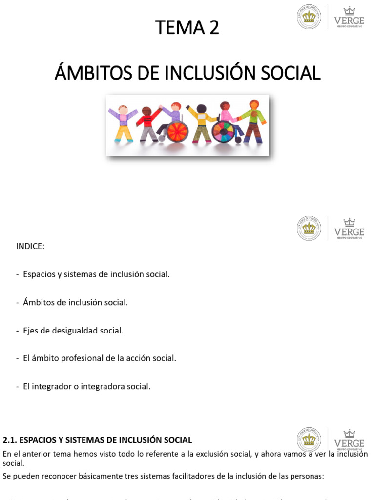 Ámbitos de Inclusión Social y Desigualdad | PDF | Inclusión (Educación ...
