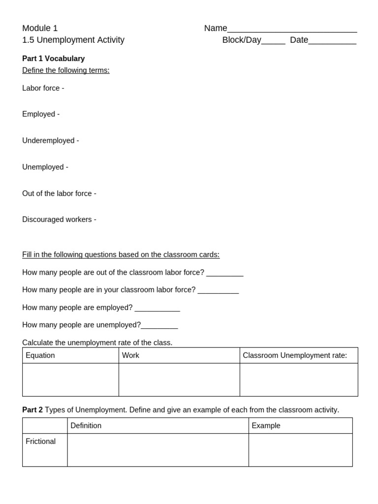 1.5 Unemployment Activity | PDF