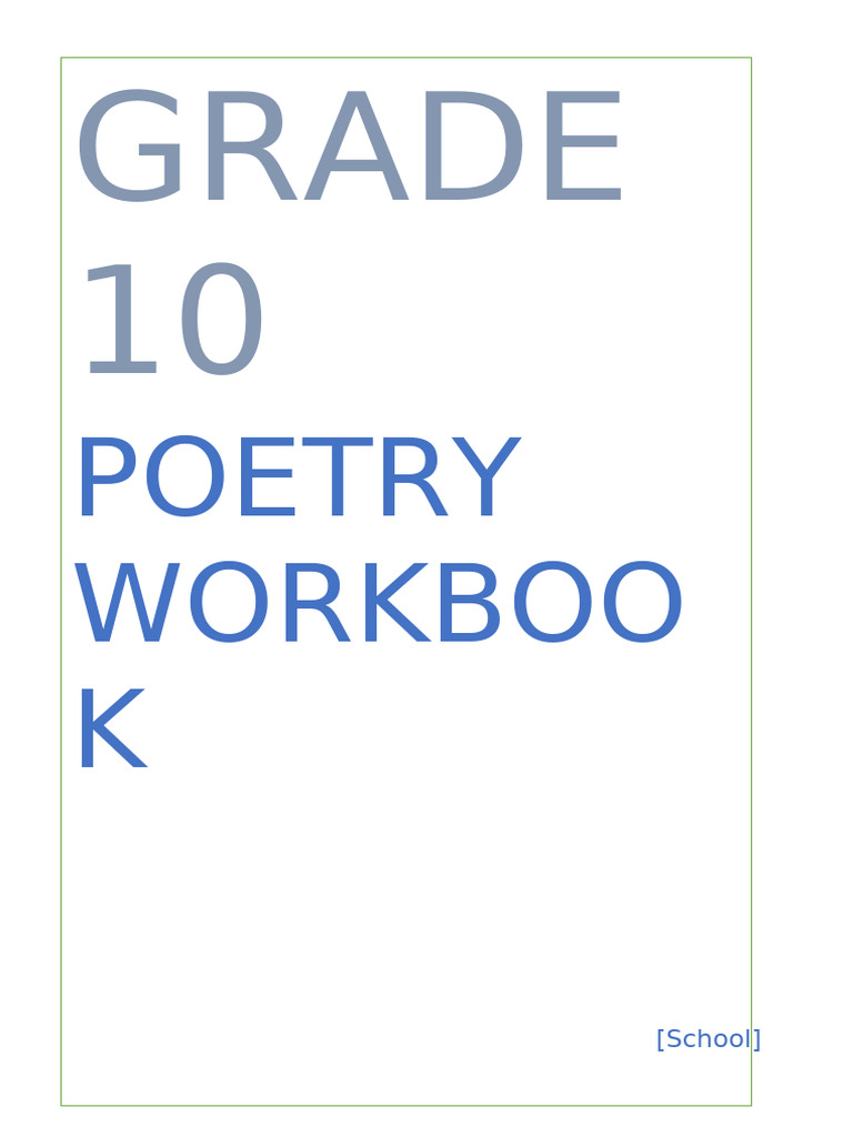 Grade 10 Poetry Workbook Overview | PDF