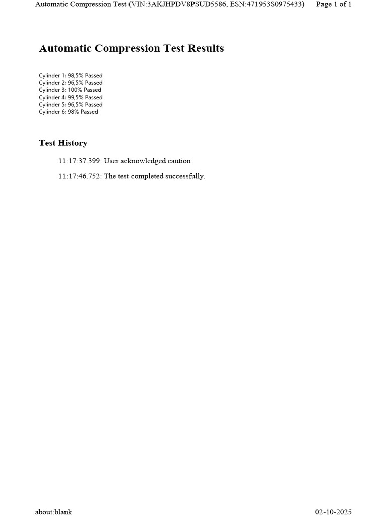 Automatic Compression Test Results Summary | PDF