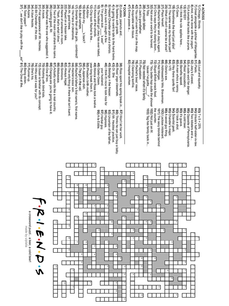 Friends Crossword | PDF