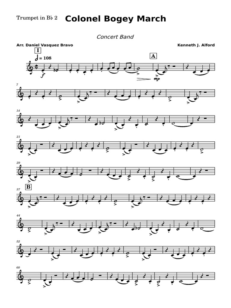 Colonel Bogey March Kenneth J. Alford-Trumpet in B 2 | PDF | March Music