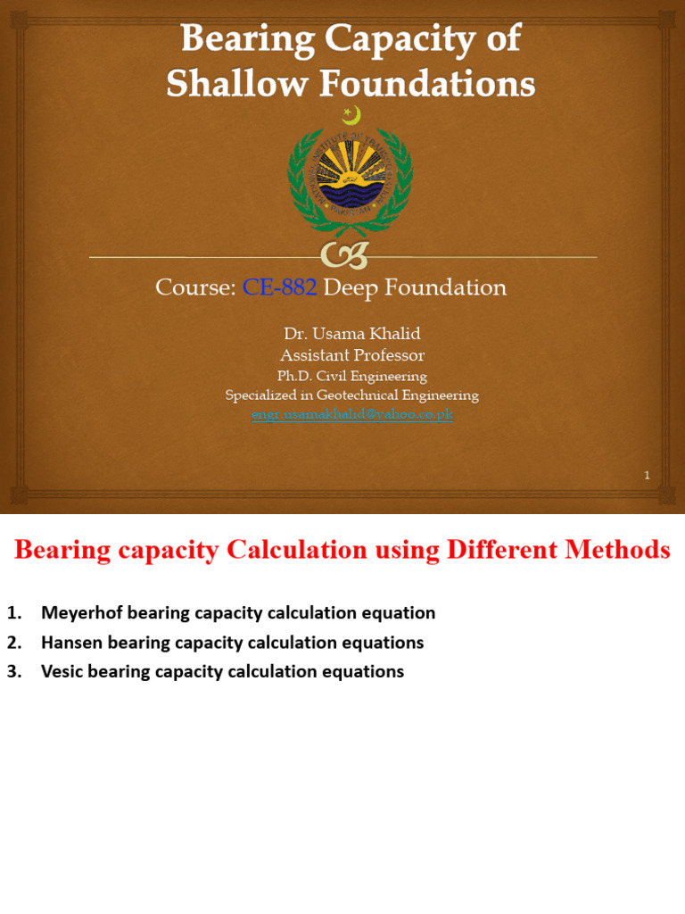 Lecture 7-8 Bearing Capacity by Other Methods (N) - 2 | PDF