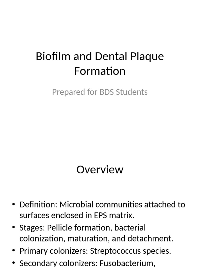 Biofilm and Dental Plaque Formation | PDF