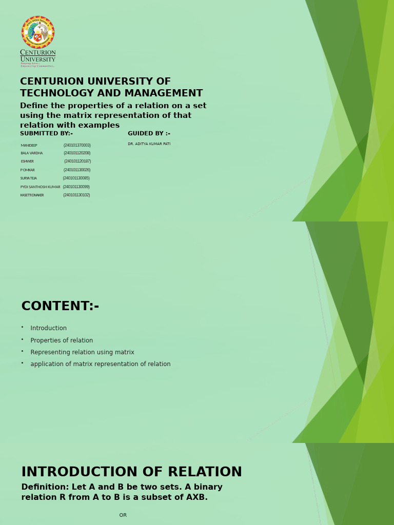 DM Presentation 2025 (1) (Cse, Ece) | PDF | Matrix (Mathematics) | Mathematical Physics