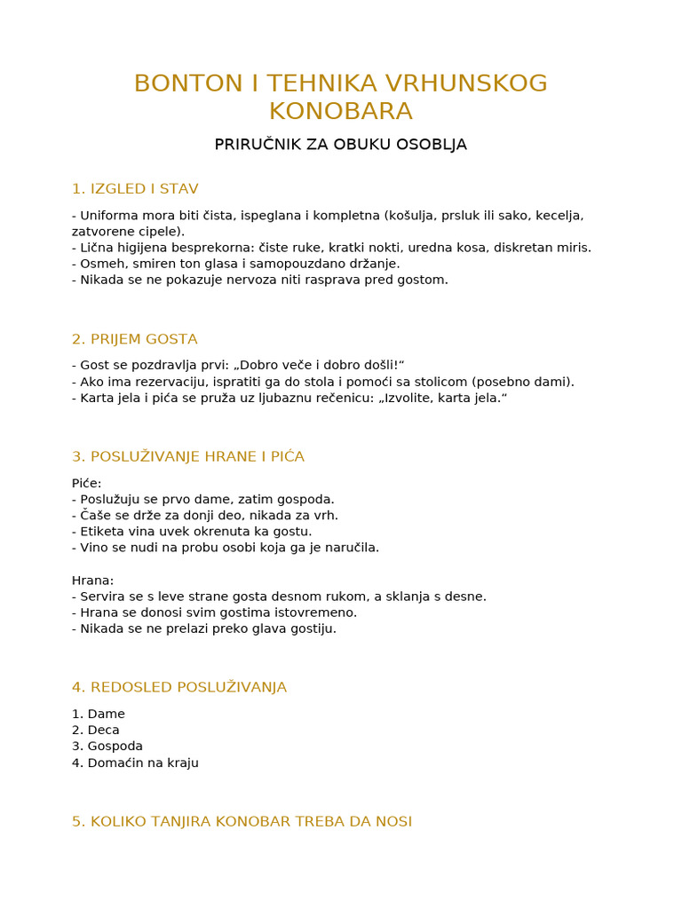 Bonton I Tehnika Vrhunskog Konobara Final | PDF