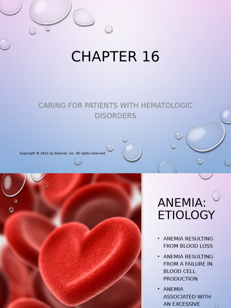 Chapter 16 - N204 Caring For Hematologic Disorders | PDF | Anemia | Bleeding