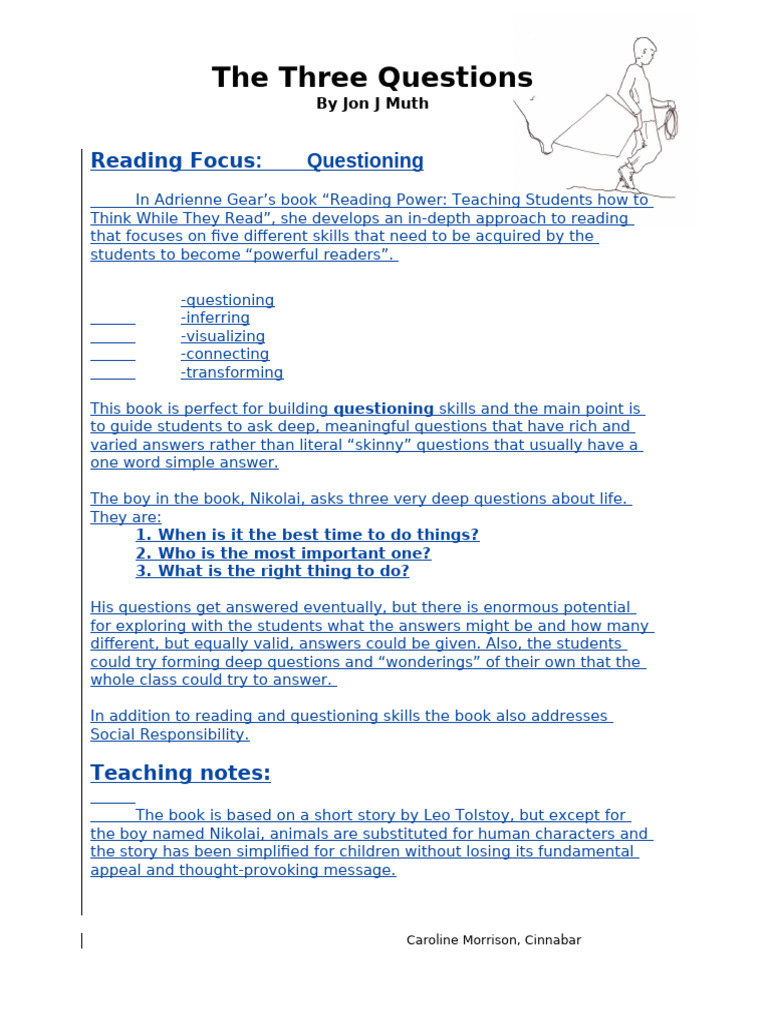 Three Questions Lesson Plan | PDF