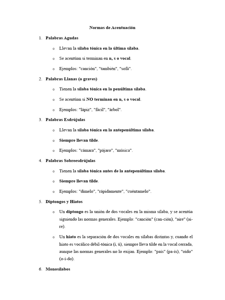 Las Normas de Acentuación | PDF | Lingüística | Estrés (lingüística)