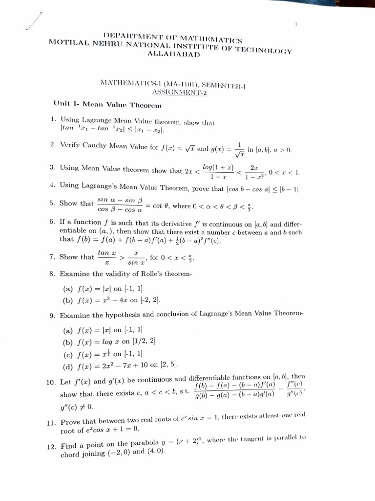 Maths Tutorial Assignment | PDF | Derivative | Mathematical Objects